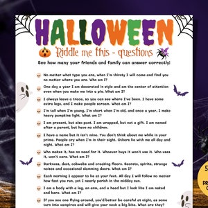 Halloween Riddle Me This Halloween Trivia, Fun Halloween Party Game ...