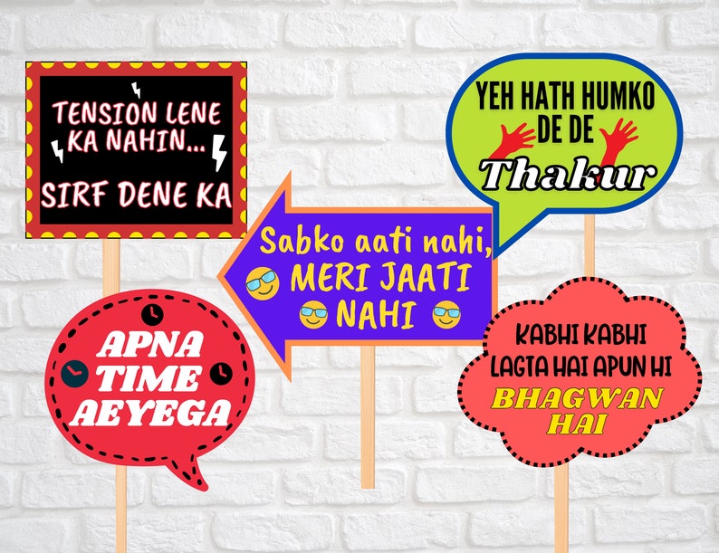 Bollywood Film Dialogue Photo Booth Props, Bollywood Party Signs, Desi ...