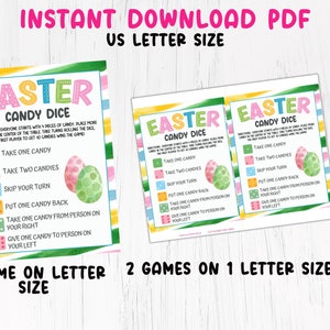 Easter Candy Dice Game, Printable Easter Dice Game, Easter Games, Kids ...