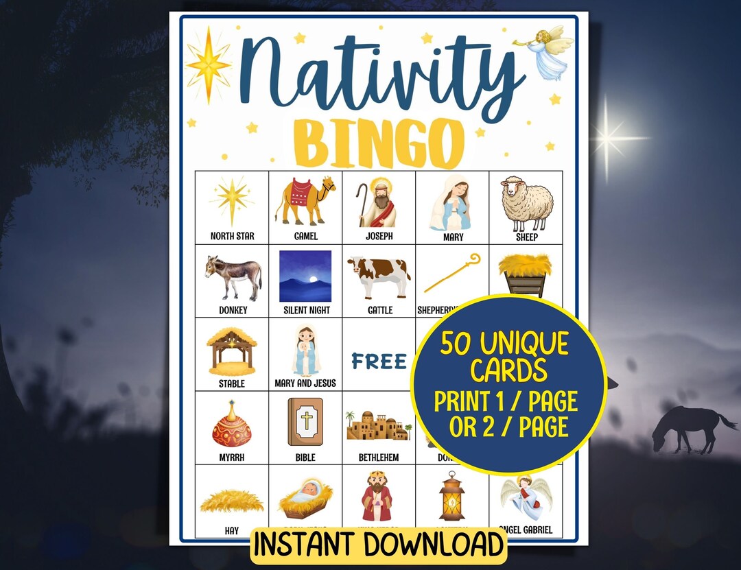 Christmas Nativity Bingo, Printable Nativity Game, Kids Activity ...