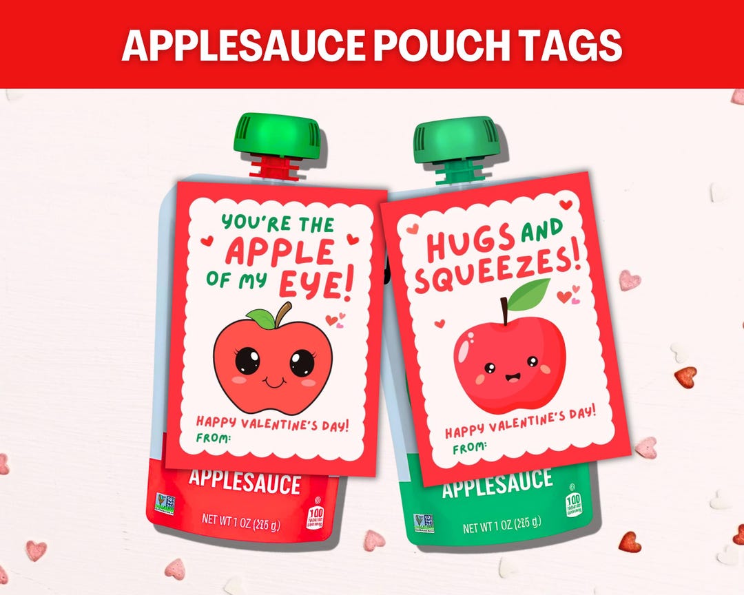 Applesauce Pouch Valentine Tag Printable Valentines Applesauce Tag for ...