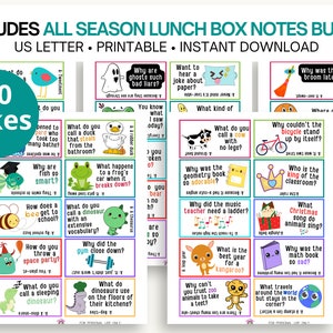 Kids Lunch Box Notes Jokes, Lunch Box Jokes Printable, Kids Lunch Notes ...