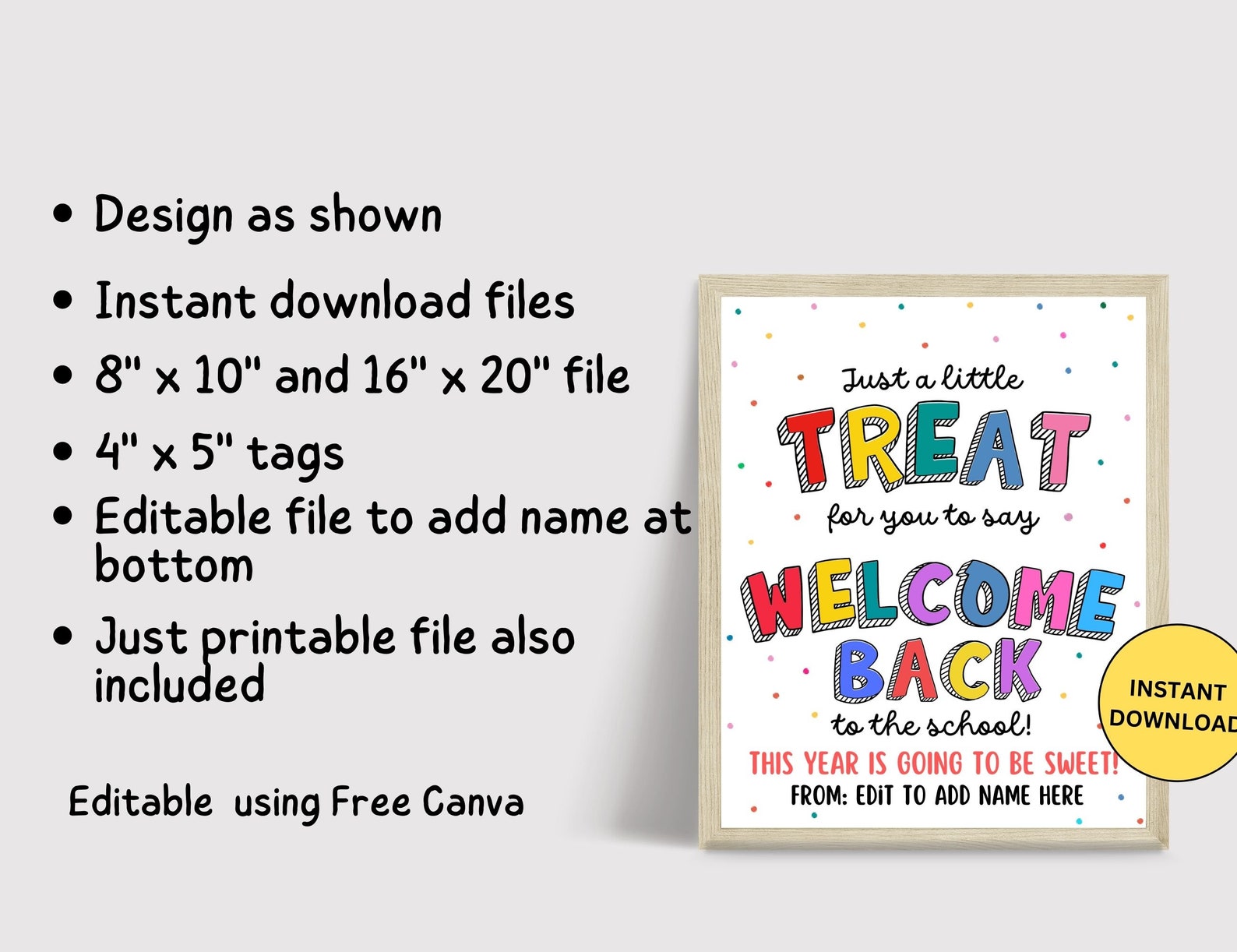 Welcome Back to School Sign Printable Treat Tags, First Day of School ...