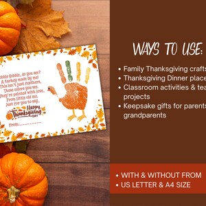 Turkey Poem Thanksgiving Handprint Craft, Thanksgiving Keepsake ...