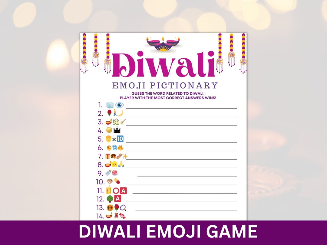 Diwali Emoji Game, Diwali Emoji Trivia, Printable Diwali Game for Kids ...