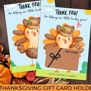 Printable Thanksgiving Teacher Gift Card Holder, Fall Teacher Thank You ...