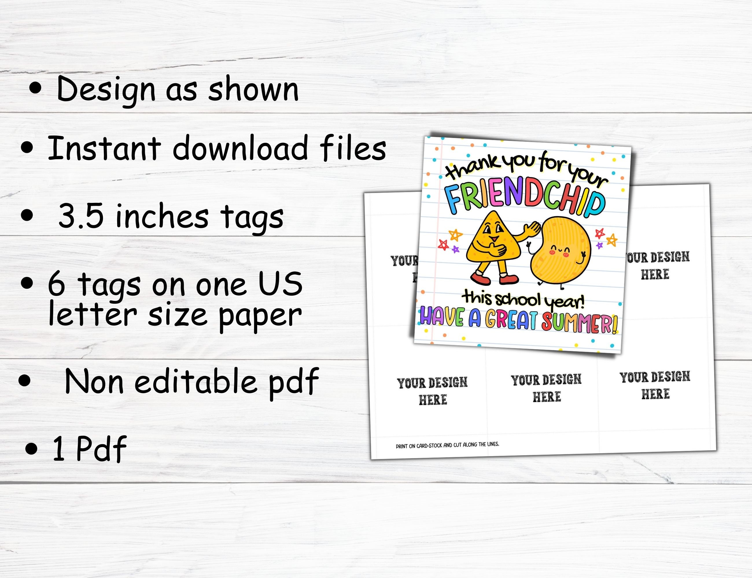 End of School Year Gift Tag, Classmate Friend Chip Bag Tag, Last Day of ...