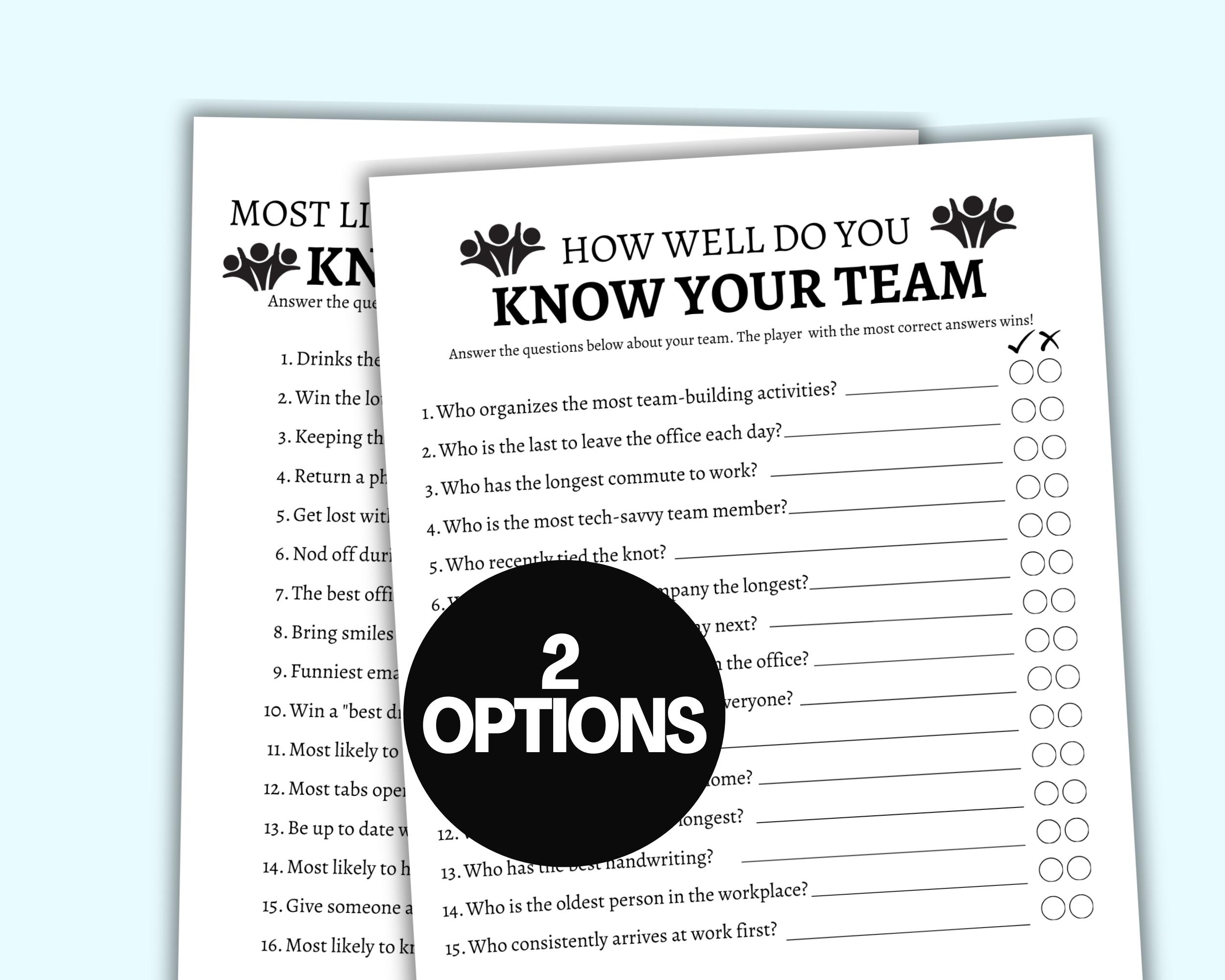 Team Building Games, How Well Do You Know Your Team Party Game, Fun ...