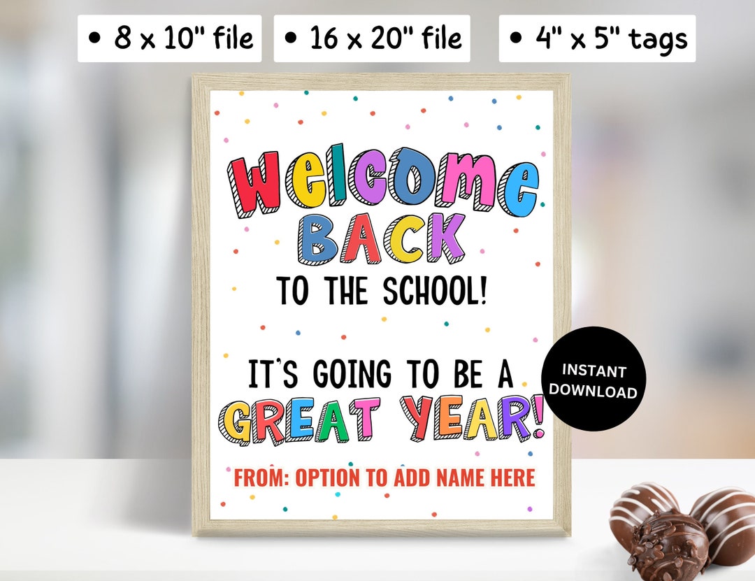 Welcome Back to School Sign Tags Printable, First Day of School Sign to ...