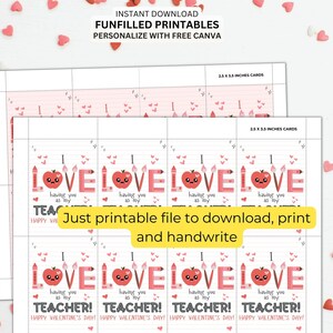 Printable Teacher Valentines Day Card, Classroom Teacher Valentine Tag ...