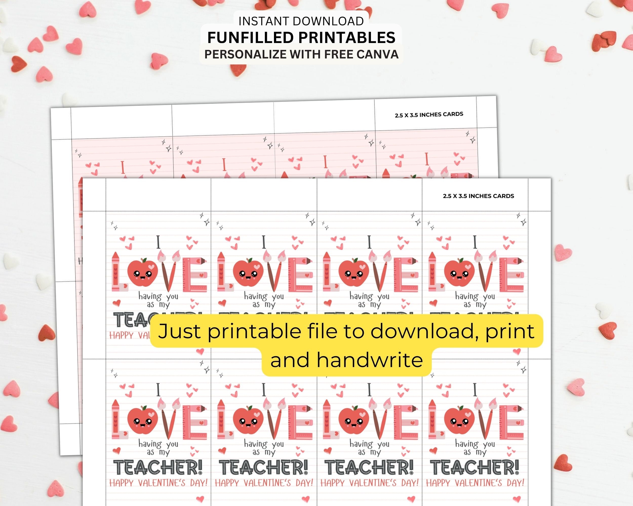 Printable Teacher Valentines Day Card, Classroom Teacher Valentine Tag ...