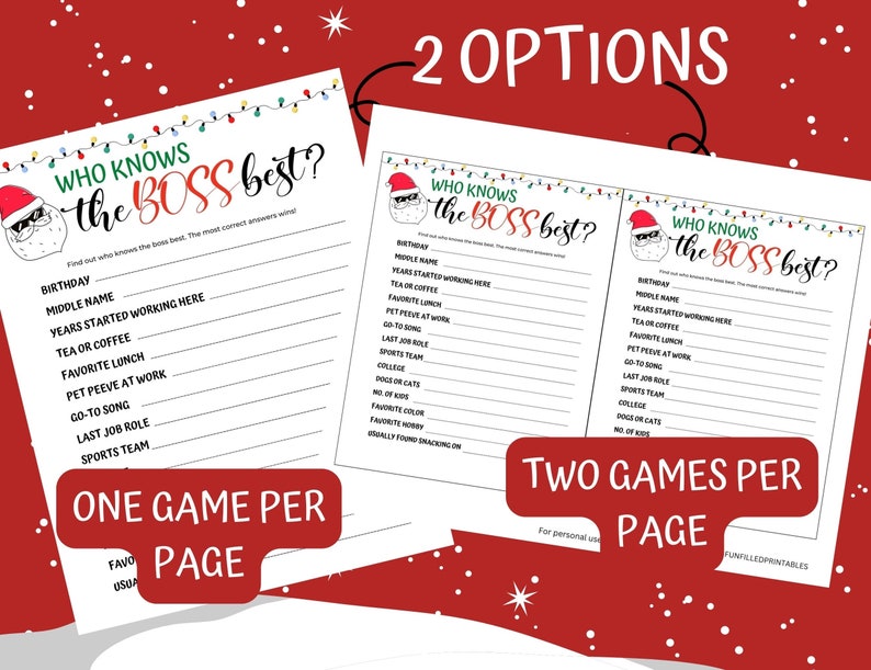Who Knows the Boss Best Christmas Office Party Game Printable - Etsy