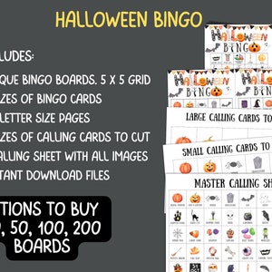 Halloween Bingo Game, Halloween Games for Kids, 20 Printable Halloween ...