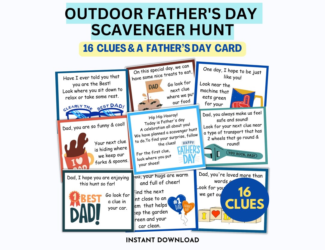 Fathers Day Scavenger Hunt Printable, Fathers Day Outdoor Treasure Hunt ...