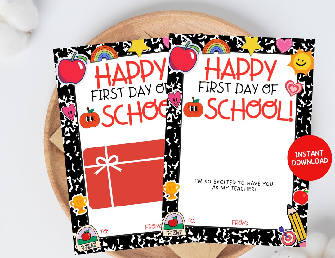 First Day of School Teacher Gift, Back to School Teacher Gift Card ...