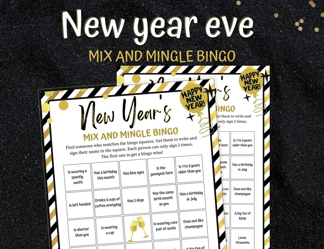 New Years Eve Party Icebreaker Bingo, Mix and Mingle Icebreaker ...