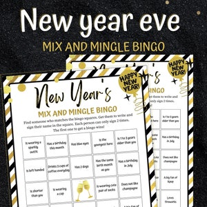 New Years Eve Party Icebreaker Bingo, Mix and Mingle Icebreaker ...