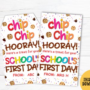 Back to School Cookies Tag Treat Tags, First Day of School Teacher ...