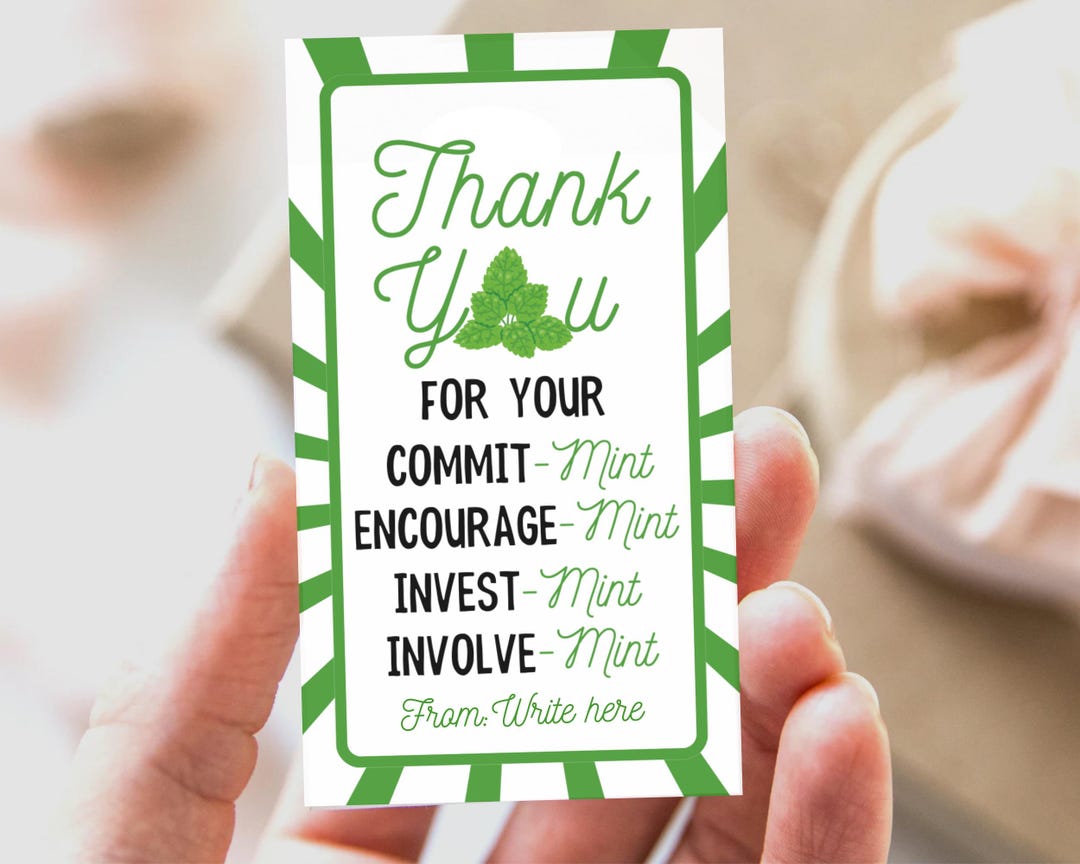 Mint Thank You Tags, Employee Appreciation Tags, Mint Gum Thank You for ...