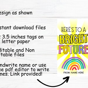 Kindergarten Graduation Gift Tag, Grad Party Favor Tags, Rainbow Gift ...