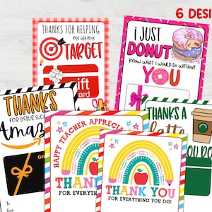 Teacher Appreciation Gift Card Holder Printable, Teacher Thank You Card ...