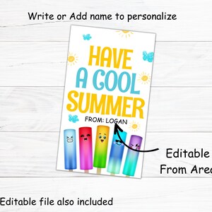 Last Day of School Tag, Ice Pop Tags, Have a Cool Summer Classroom ...