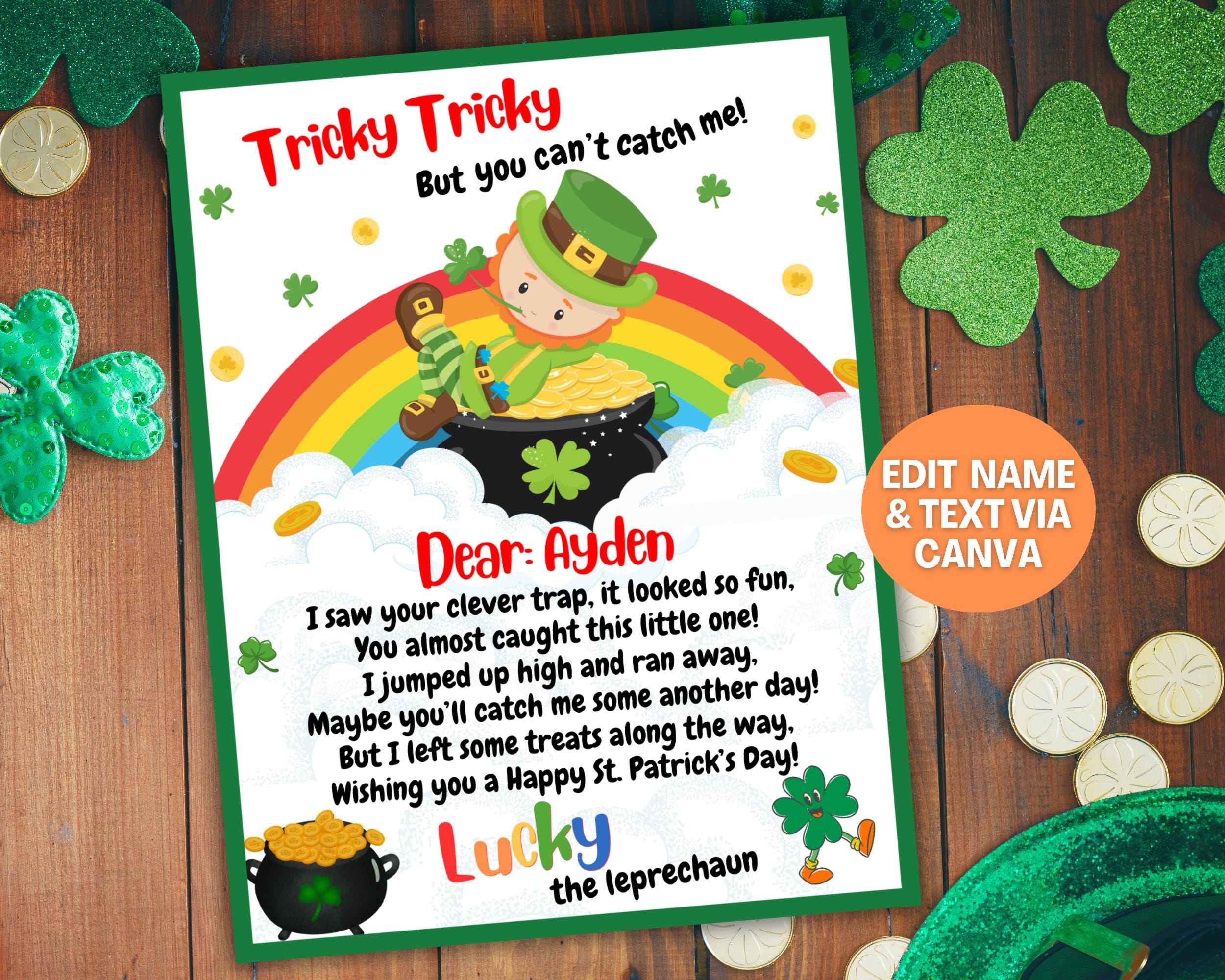 Printable Leprechaun Letter, Leprechaun Trap Note, Editable Leprechaun ...