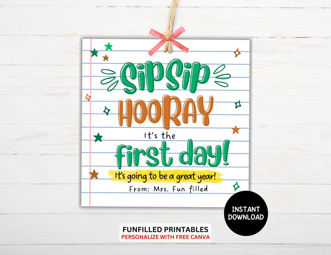 Sip Sip Hooray Happy First Day of School Teacher Gift Coffee, Welcome ...