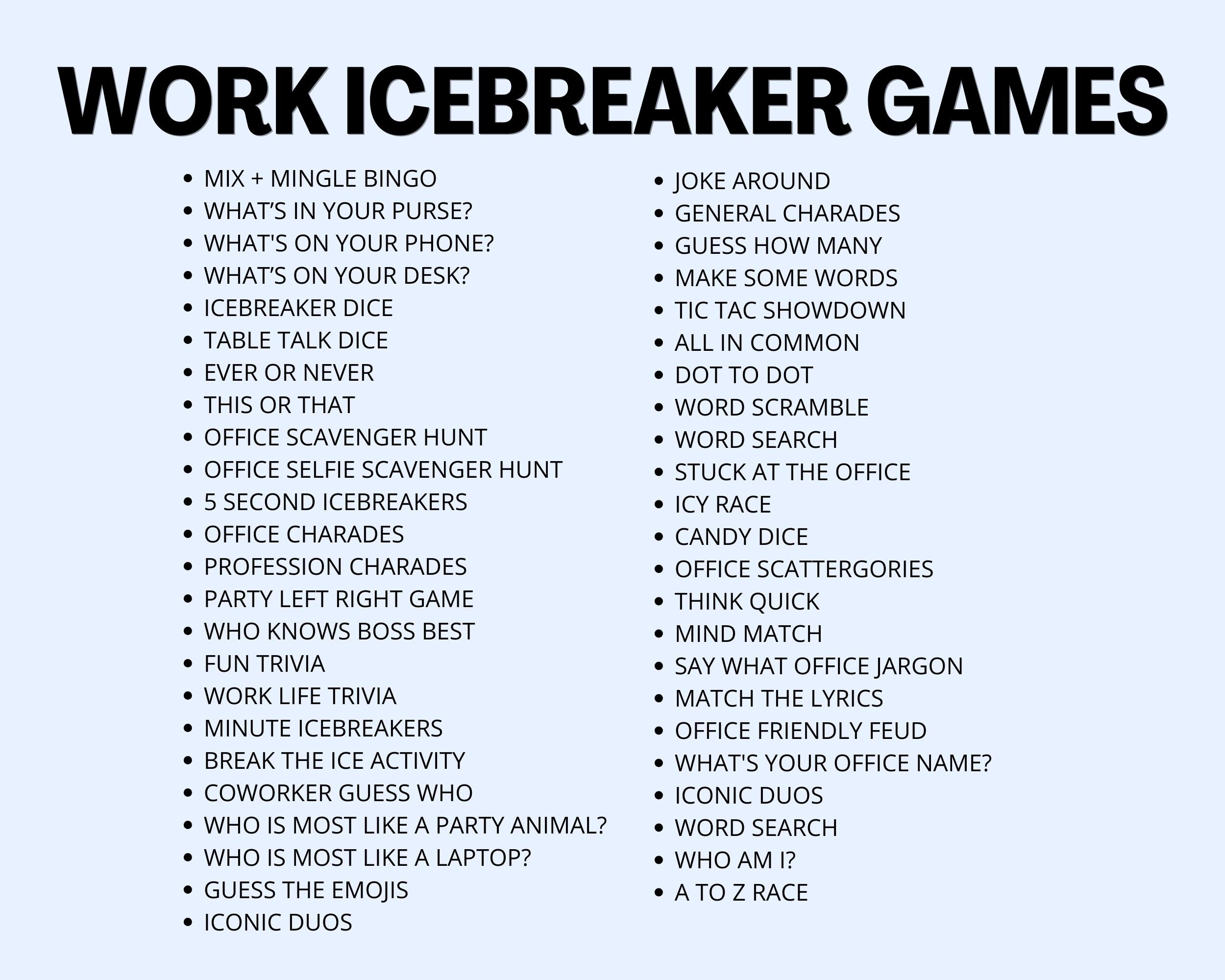 Icebreaker Games Office Party Games, Team Building Games, Fun Workplace ...