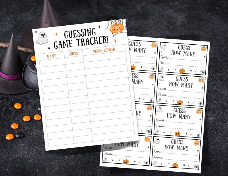 Halloween Guess How Many Guessing Game Printable Sign, Easy Halloween ...