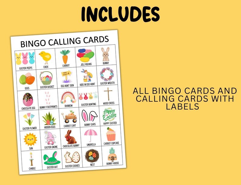 Easter Bingo Printable, 30 Easter Bingo Cards, Easter Party Game, Kids ...