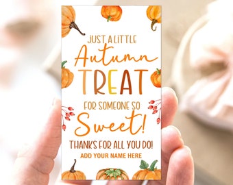 Fall Treat Tag Fall Thank You Tag Fall Appreciation Gift Tags ...