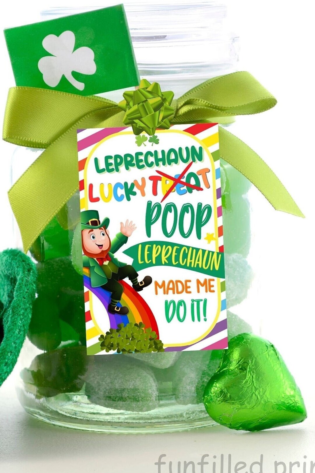 Kids Leprechaun Poop St Patricks Day Treat Bag Tag, St Patrick’s ...