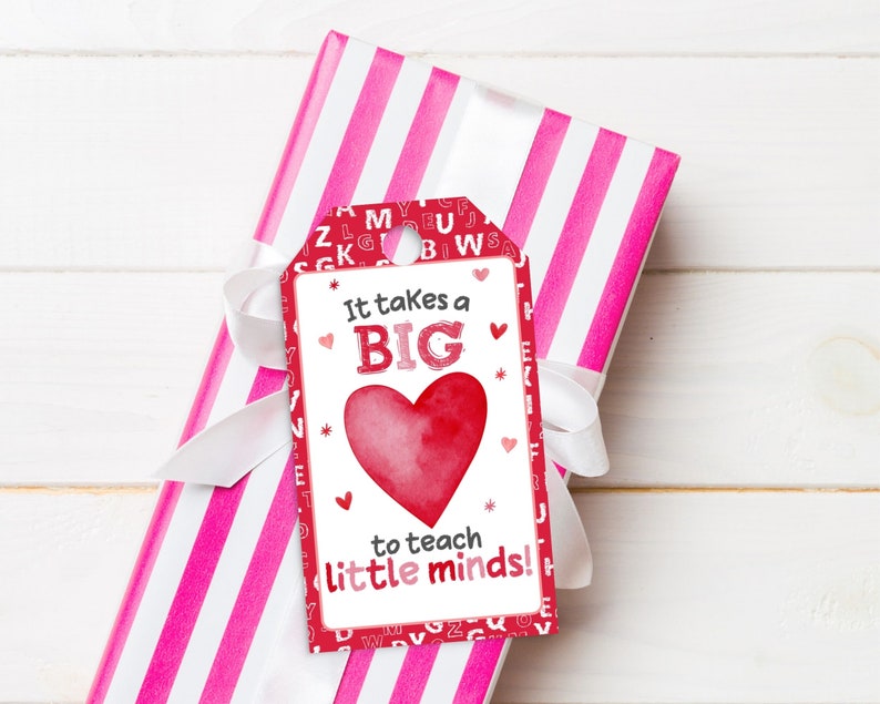 Teacher Valentines Gift Tag Heart, Classroom Valentines Day Teacher ...