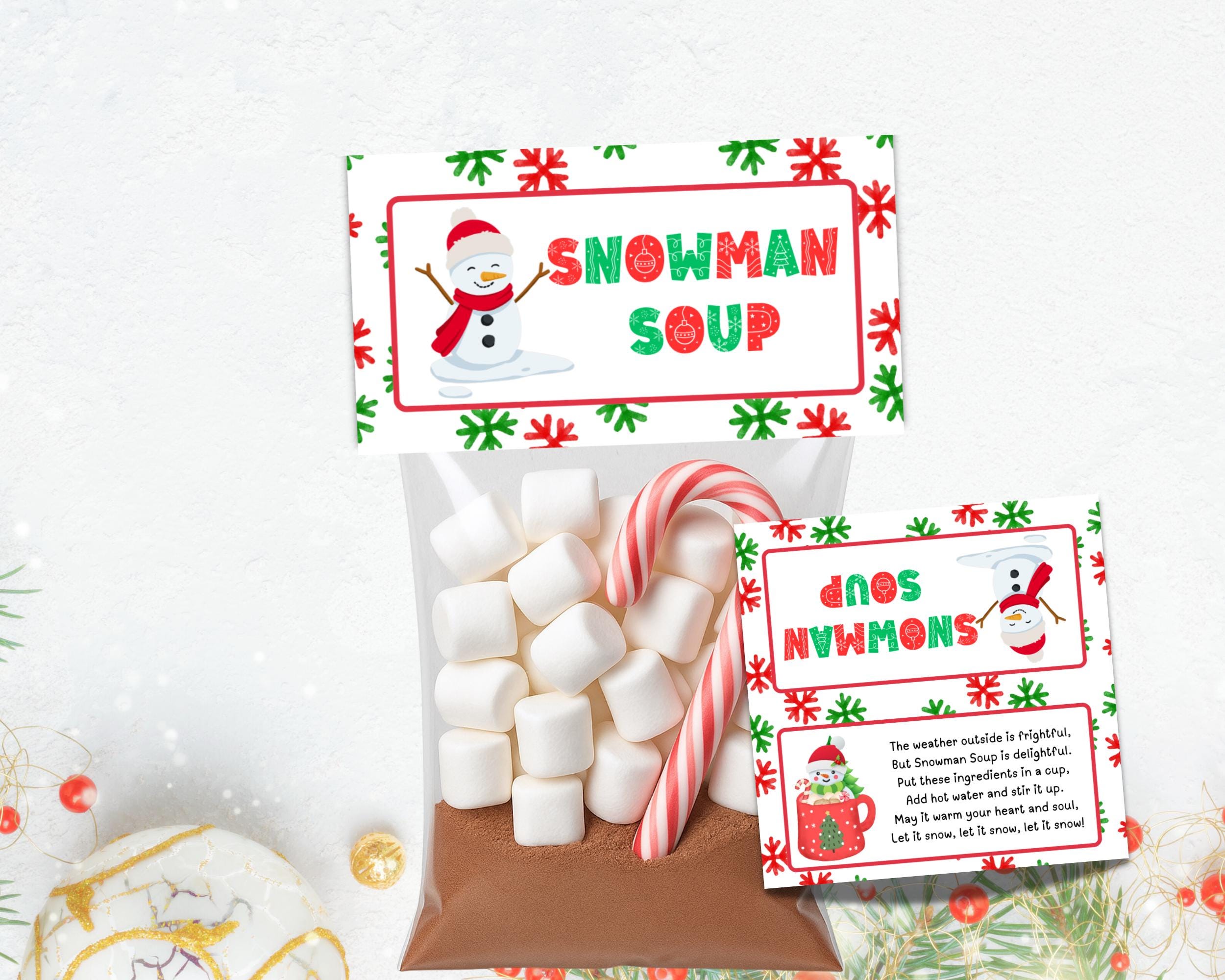Snowman Soup Bag Topper, Christmas Treat Bag Topper Printable, Kids ...