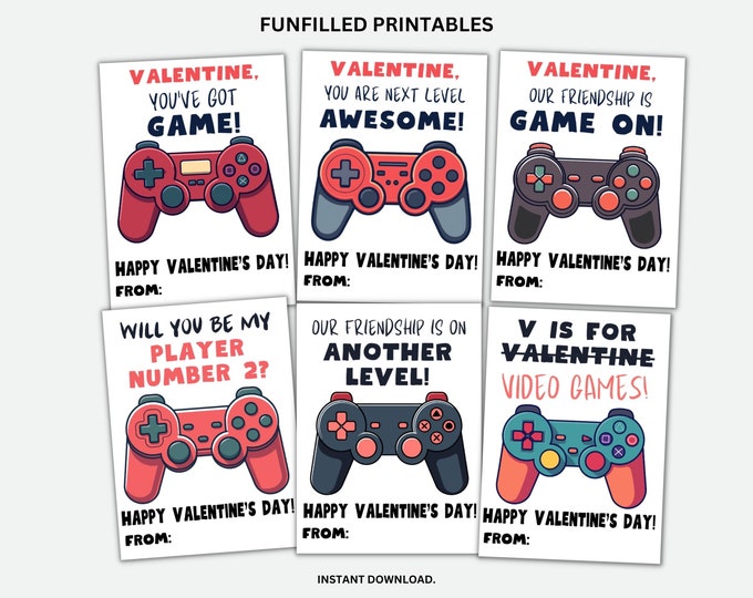 Video Game Valentine Cards, Gamer Valentine Cards, School Valentine ...