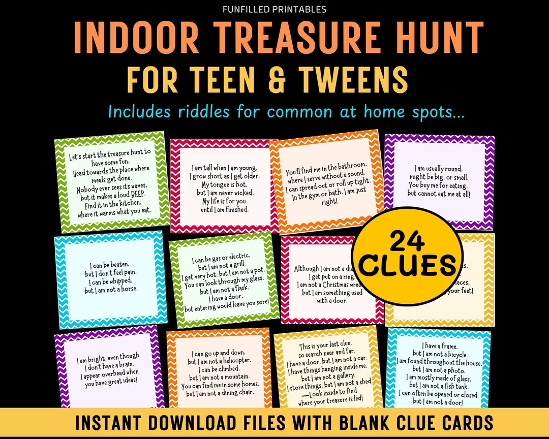 Scavenger Hunt for Kids, Tween Teen Scavenger Hunt at Home, Tricky ...