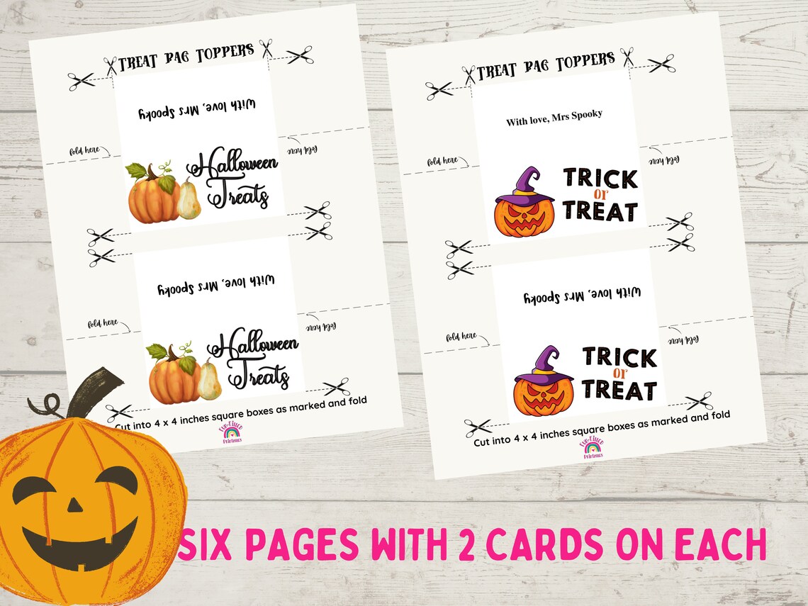 Halloween Treats Bag Topper, Printable Halloween Goodie Bag Topper ...
