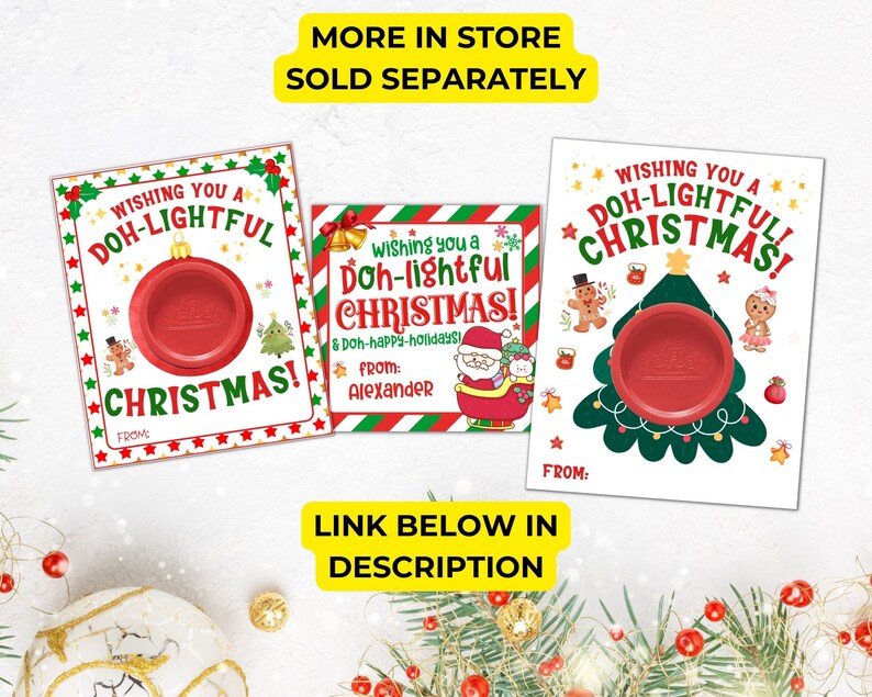 Christmas Play Dough Card Printable, Play Dough Holder, Classroom Favor ...