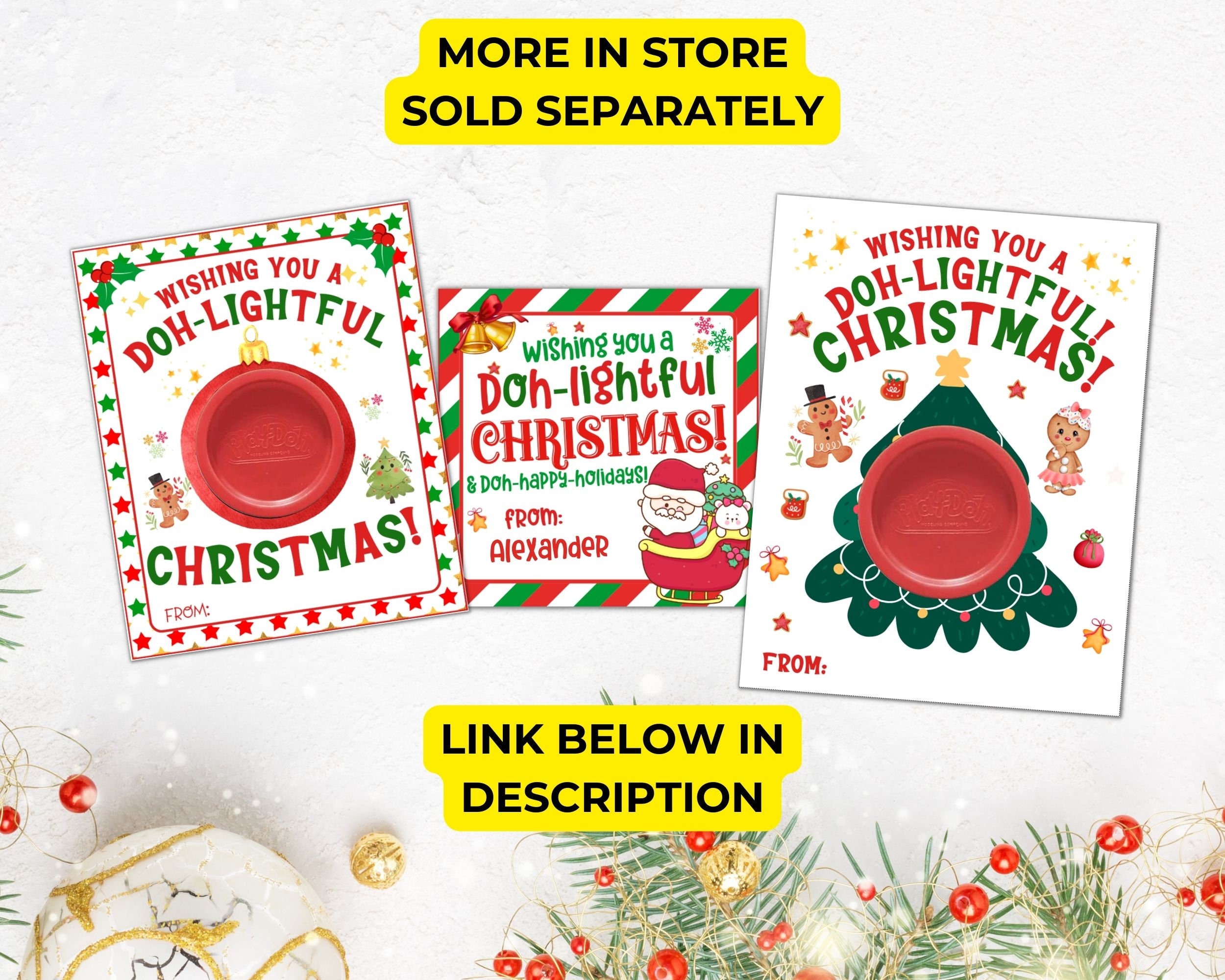 Christmas Play Dough Card Printable, Play Dough Holder, Classroom Favor ...