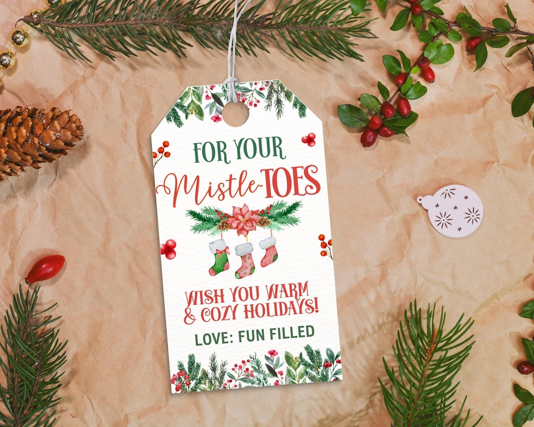 For Your Mistletoes Christmas Gift Tag, Printable Christmas Sock Gift ...