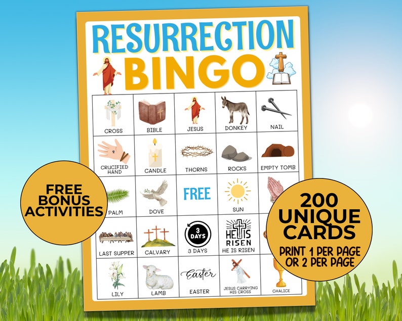 200 Resurrection Bingo Cards, Religious Easter Bingo Game, Crucifixion ...