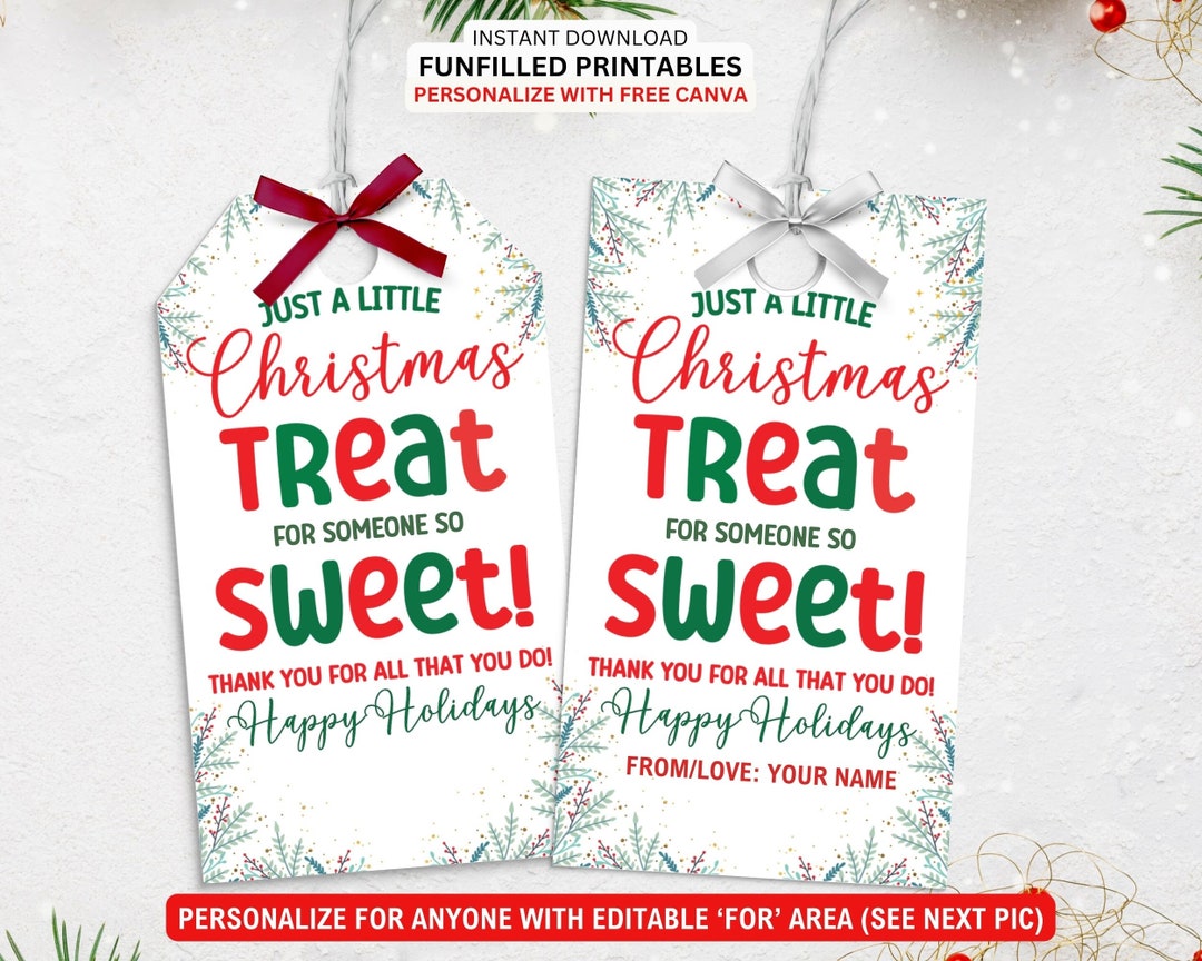 Christmas Thank You Tags Christmas Treat Tags Holiday Thank - Etsy