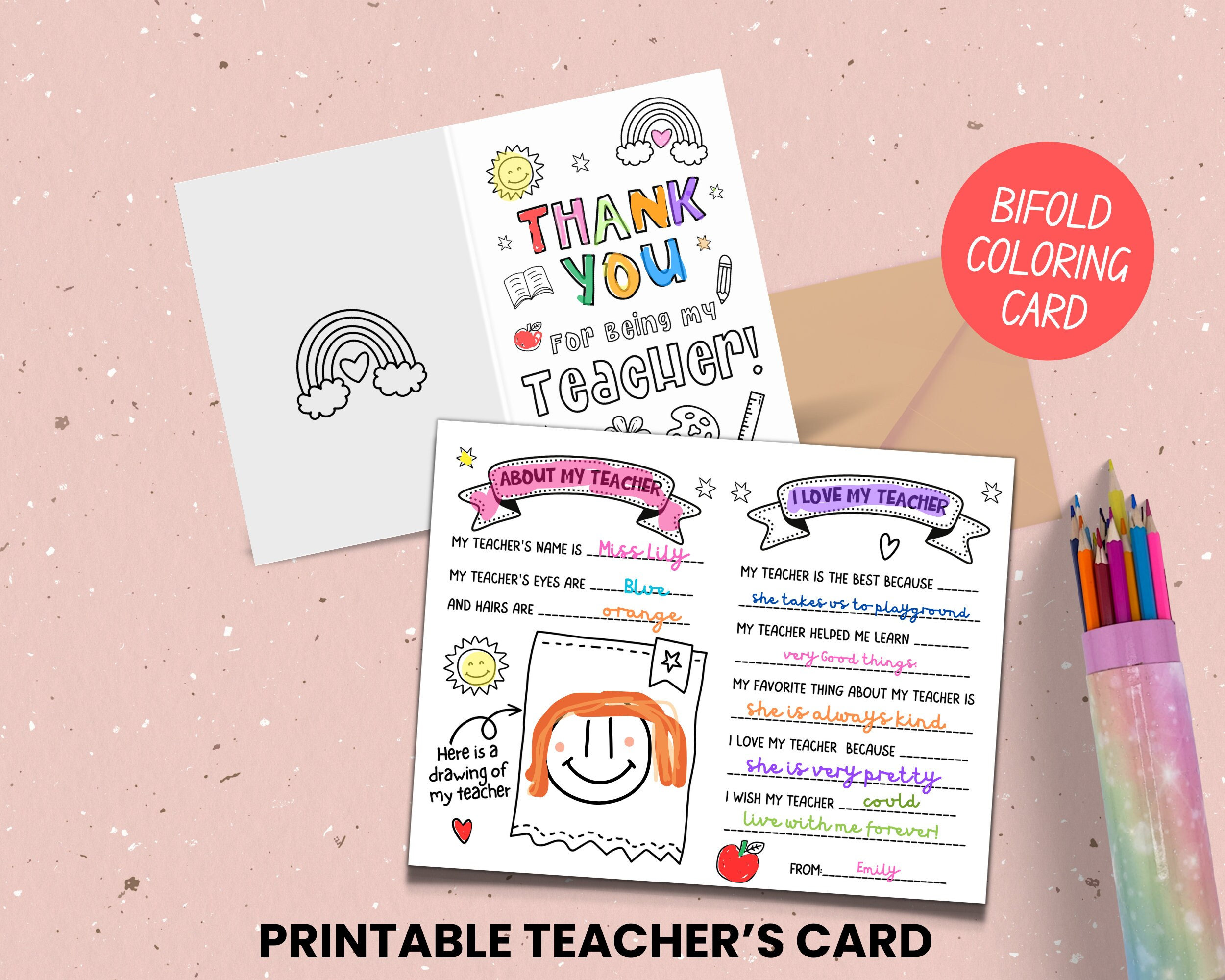 Teacher Thank You Card Printable Teacher Appreciation Card, All About ...