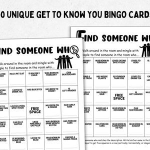 Get to Know You Bingo, Find Someone Who Icebreaker Bingo Game Activity ...