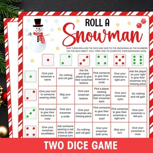 Roll A Snowman Dice Game, Kids Christmas Game Activity, Christmas Party ...