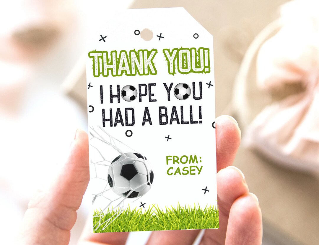 Soccer Birthday Favor Tags, Thank You Tag Soccer Party Favor Label ...