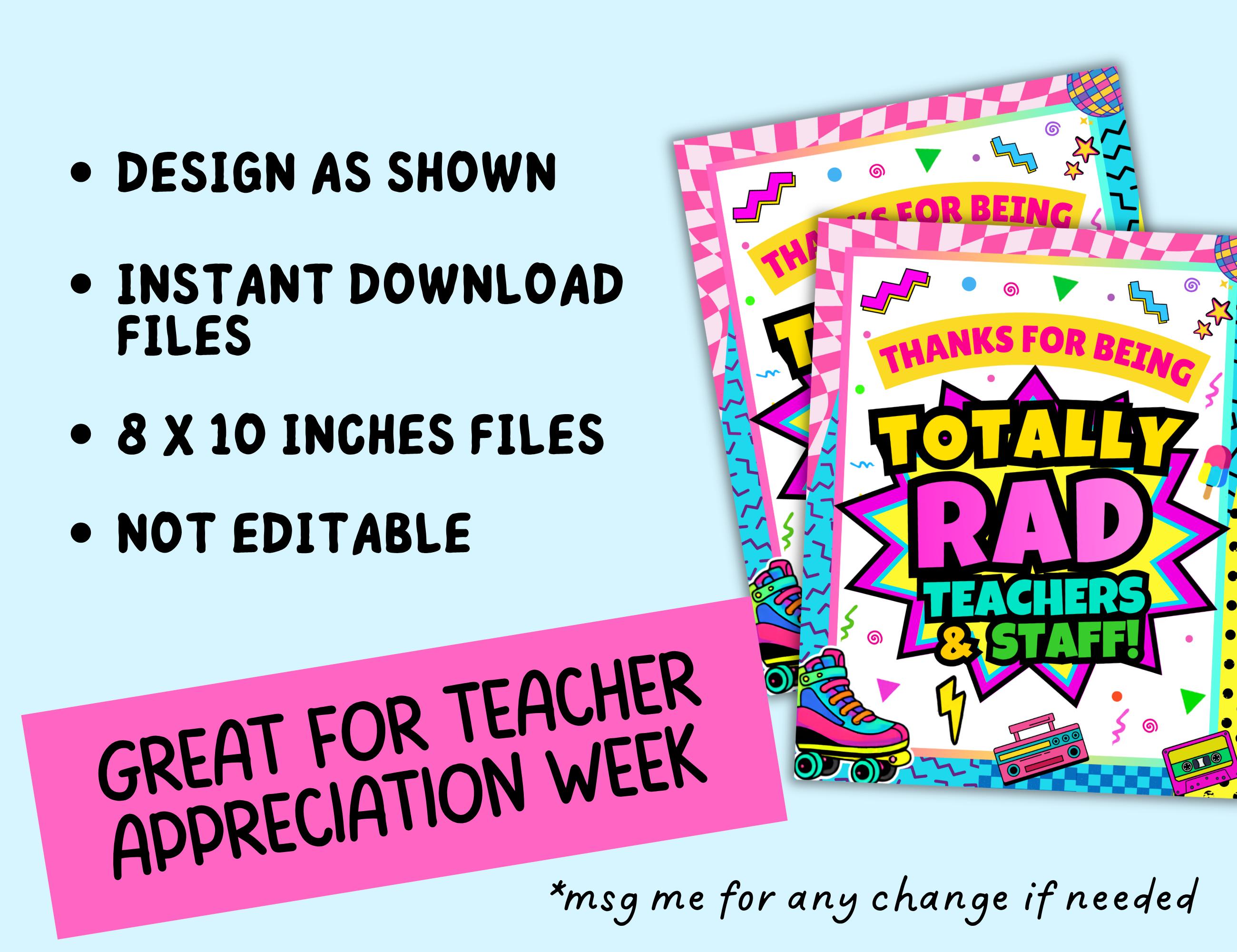 Teacher Appreciation Sign, Retro 80s 90s Teacher Appreciation Week ...