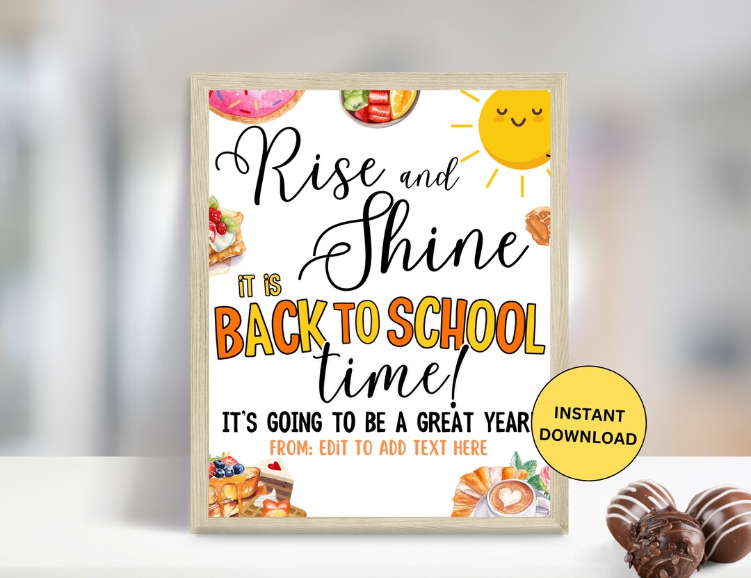 First Day of School Breakfast Sign, Welcome Back to School Sign ...