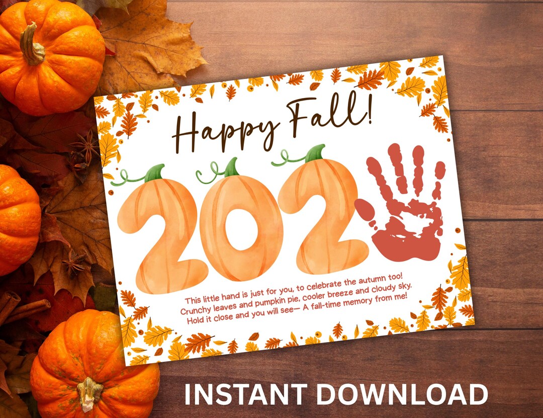 2025 Fall Handprint Printable Craft, Happy Fall Handprint Card, Autumn ...